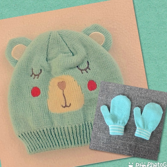 Carter's | Accessories | Light Blue Teddy Bear Hat With Matching ...